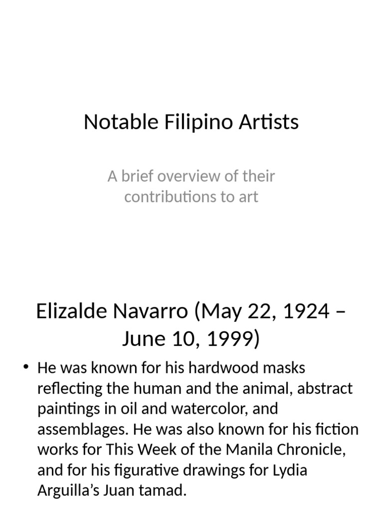 Notable Filipino Artists and Their Impact | PDF