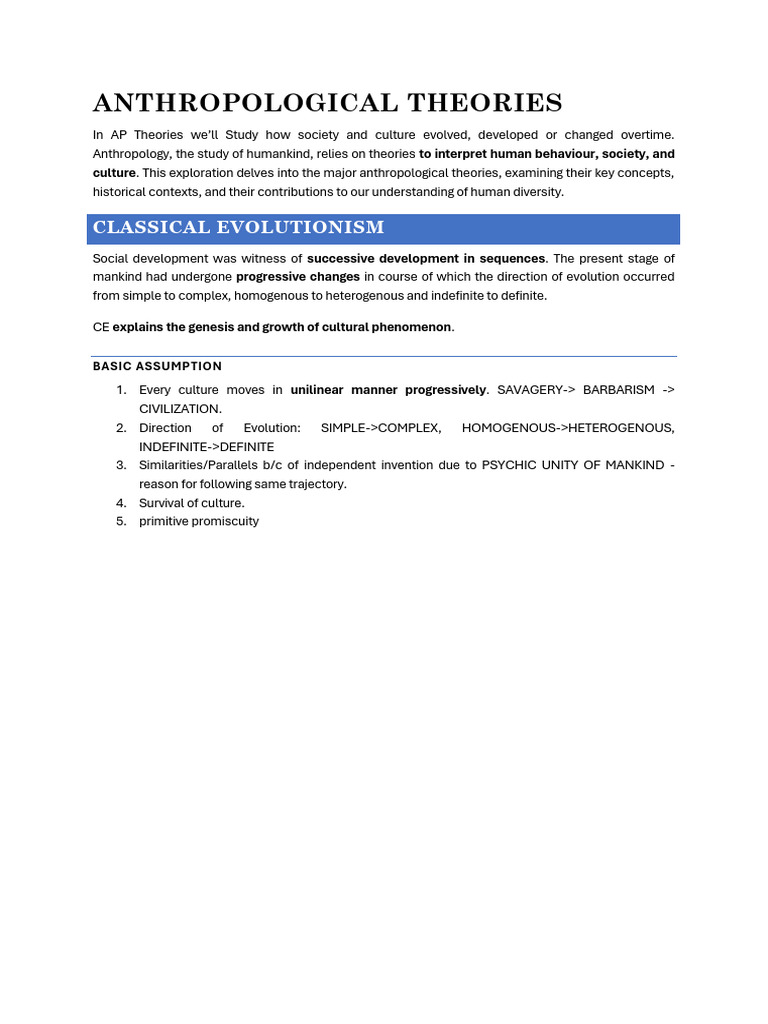 ANTHRO THEORIES-1 | PDF | Franz Boas | Anthropology