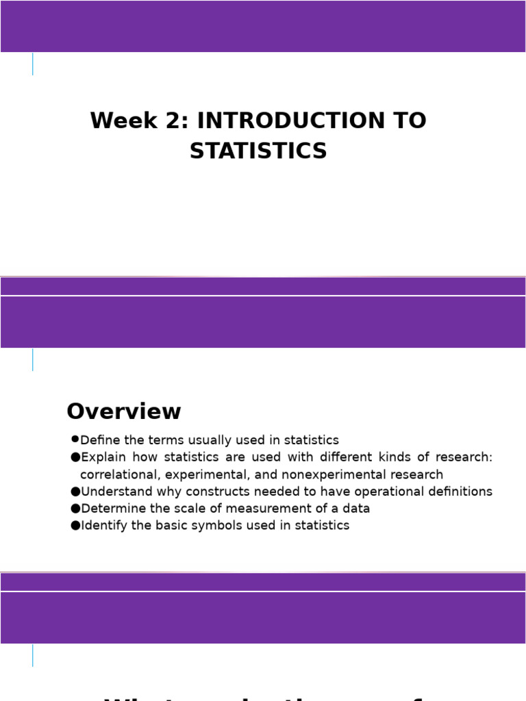 Week 2 - Introduction To Statistics | PDF | Level Of Measurement | Statistics