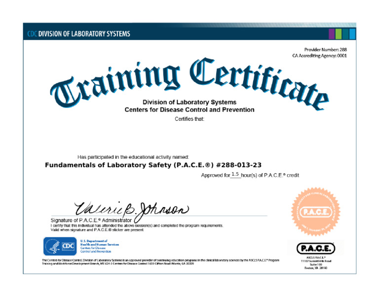 Laboratory Safety PACE Certificate 2024 | PDF
