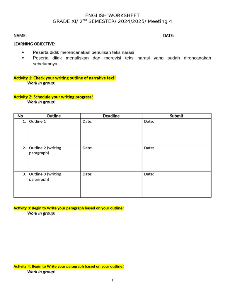 LKPD Narrative Text Meeting 4 | PDF