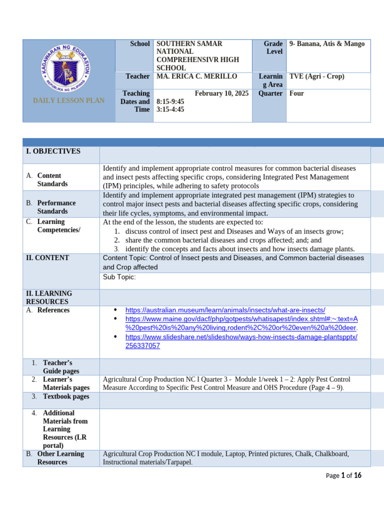 4th (Q) Pest Control (Practice Teaching) | PDF | Pupa | Insects
