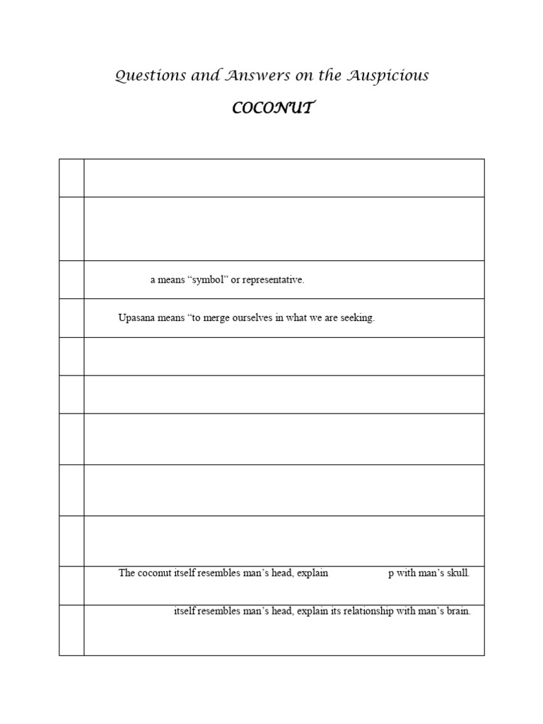 questions_and_answers_on_the_auspicious_coconut | PDF | Deities | Coconut