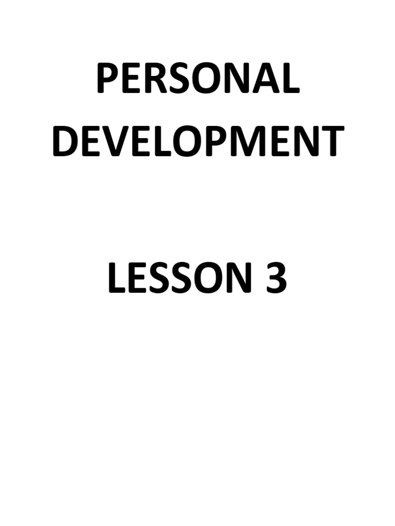Personal Development Lesson 3 | PDF