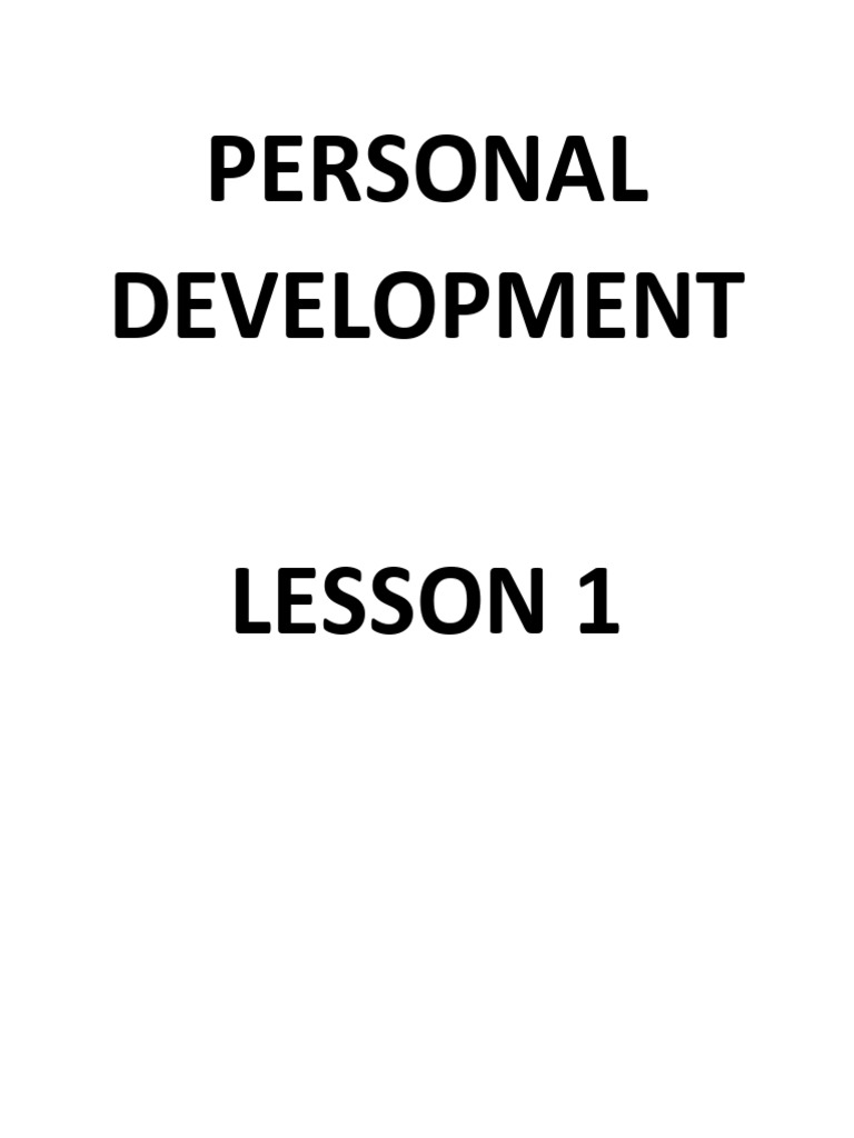 Personal Development Lesson 1 | PDF