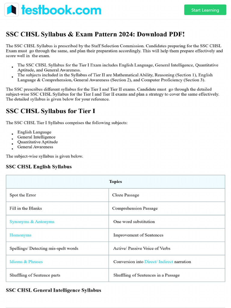 SSC CHSL Syllabus | PDF