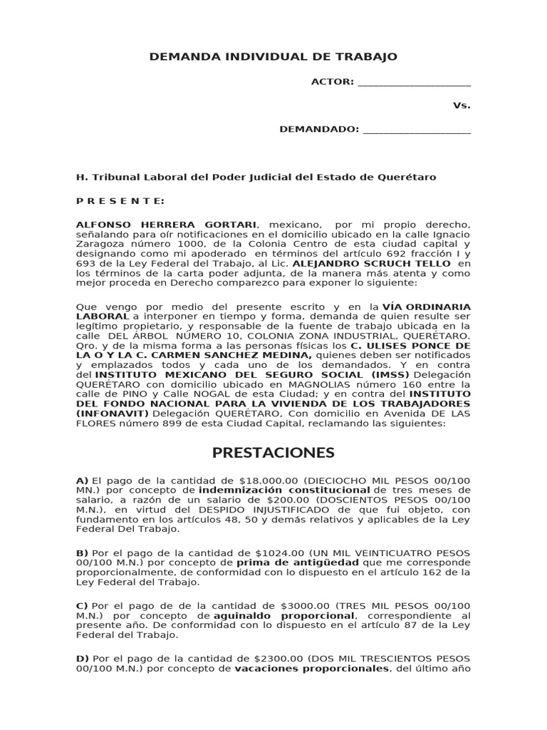 DEMANDA INDIVIDUAL M | PDF | Salario | Economias