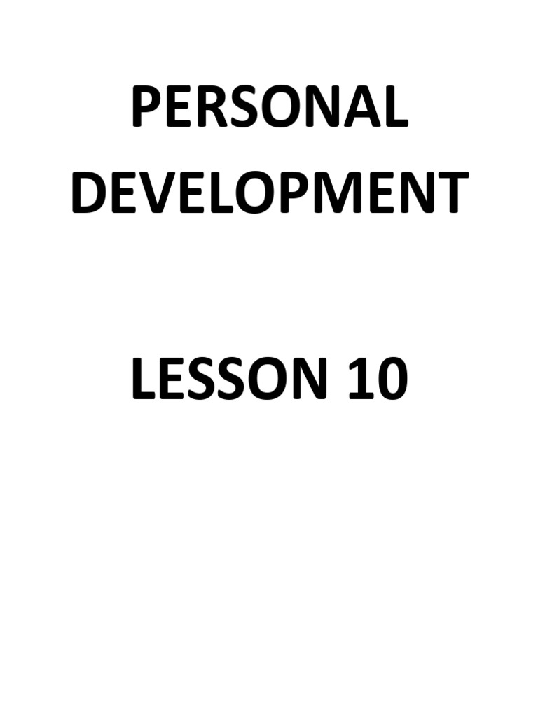 Personal Development Lesson 10 | PDF