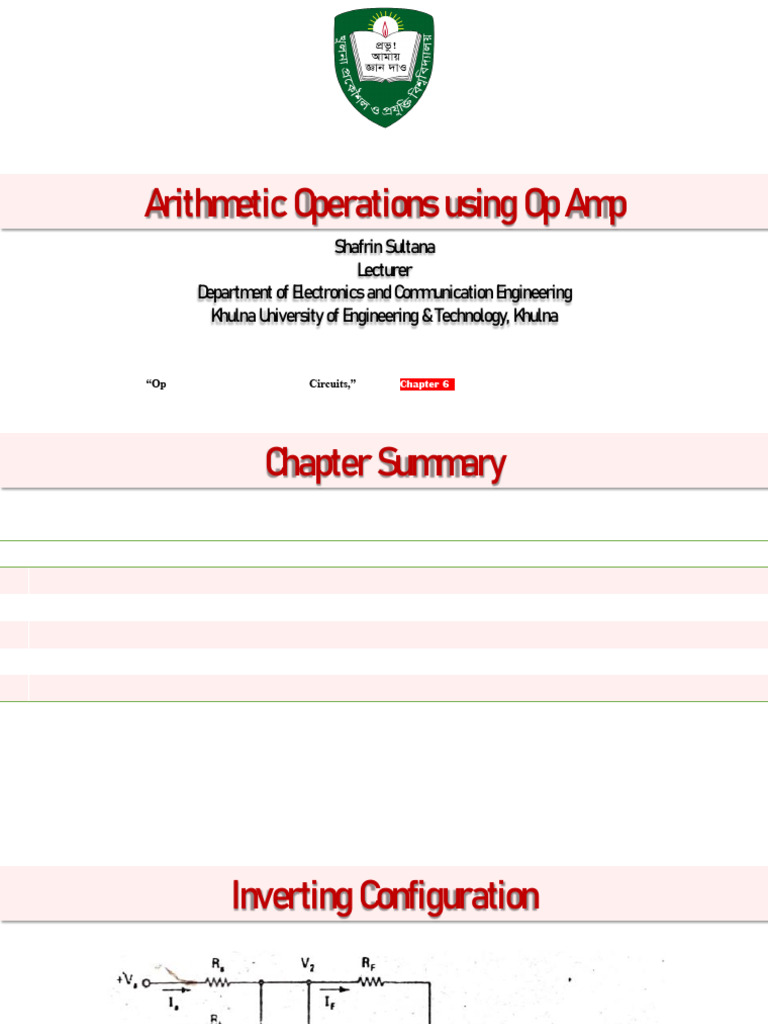 Op Amp Arithmetic Operations Guide | PDF | Amplifier | Operational Amplifier