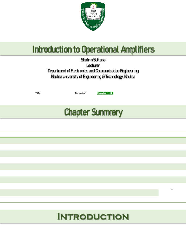 1. Introduction to Operation Amplifiers | PDF | Operational Amplifier ...
