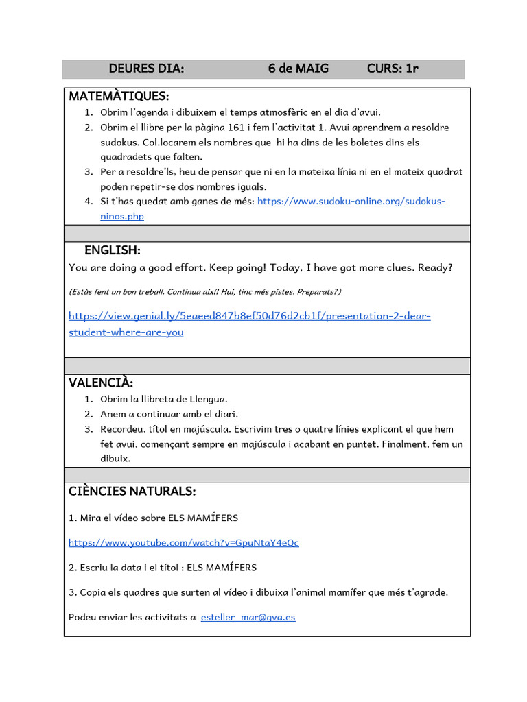 Deures 6 de Maig | PDF