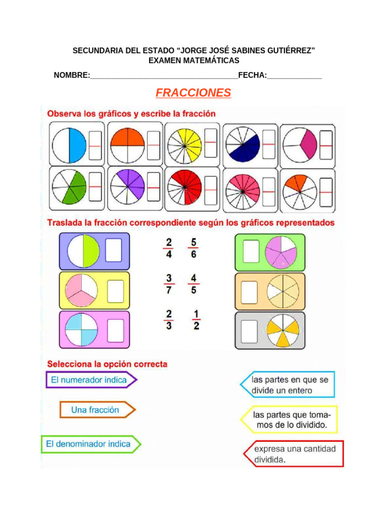 Examen Fracciones | PDF