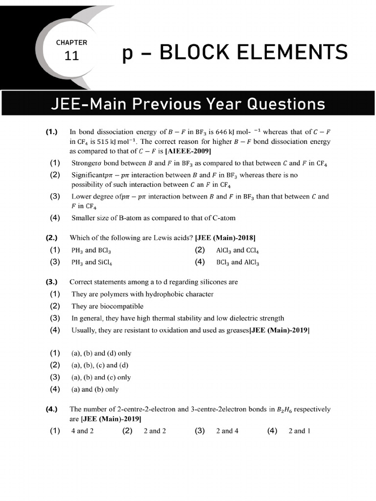 Jee Pyq p Block Elements Sample 6306599925 | PDF