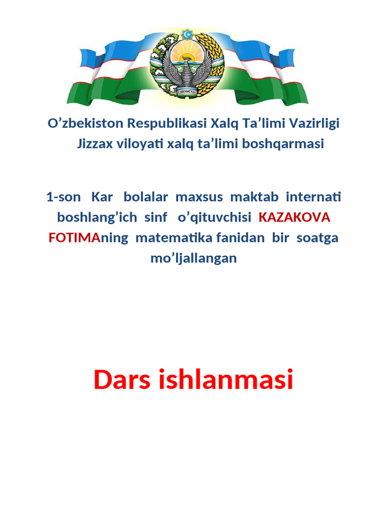 Dars Ishlanmasi Matematika | PDF