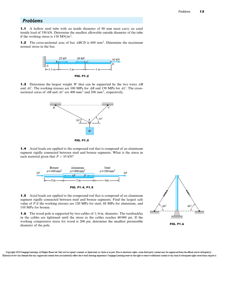 Sample Problems For Normal Stress | PDF | Stress (Mechanics) | Mechanics