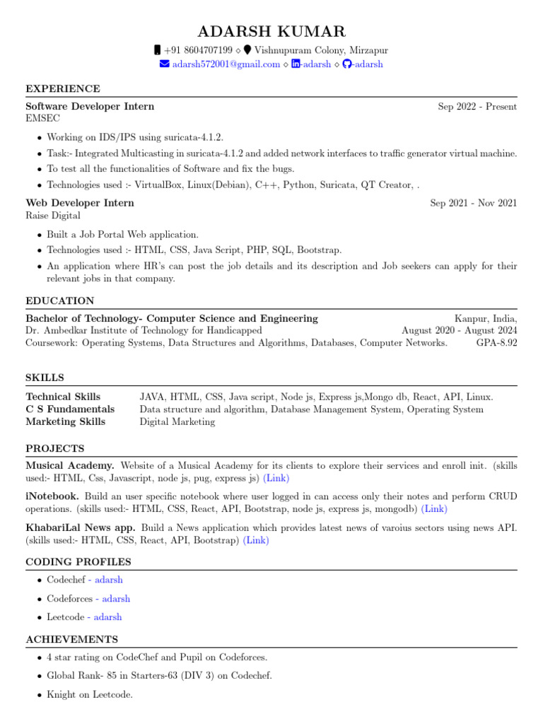 Adarsh_Resume.pdf | PDF