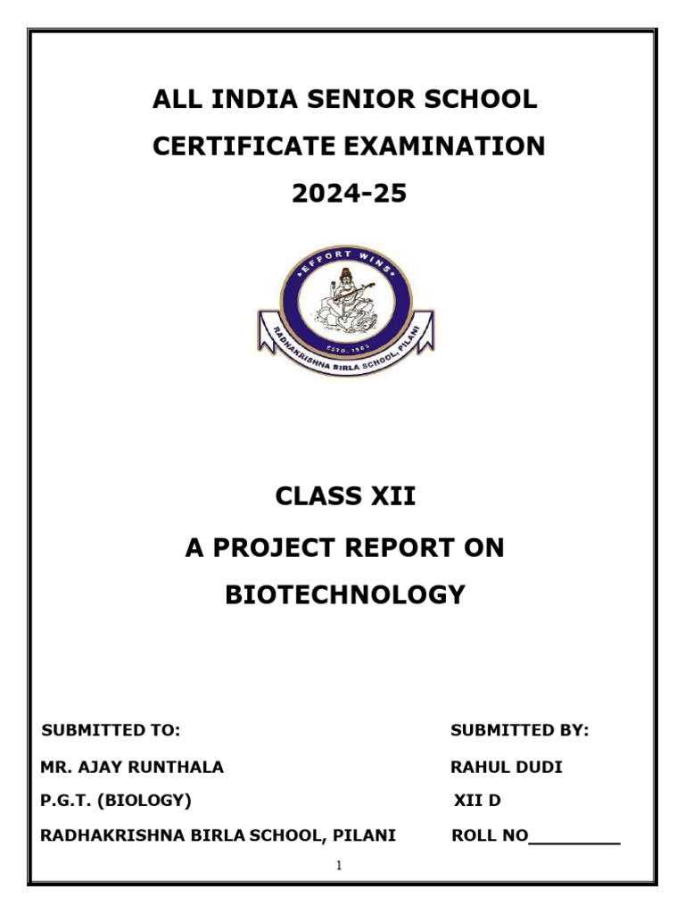 XII BIO REPORT | PDF | Biotechnology | Genetic Engineering