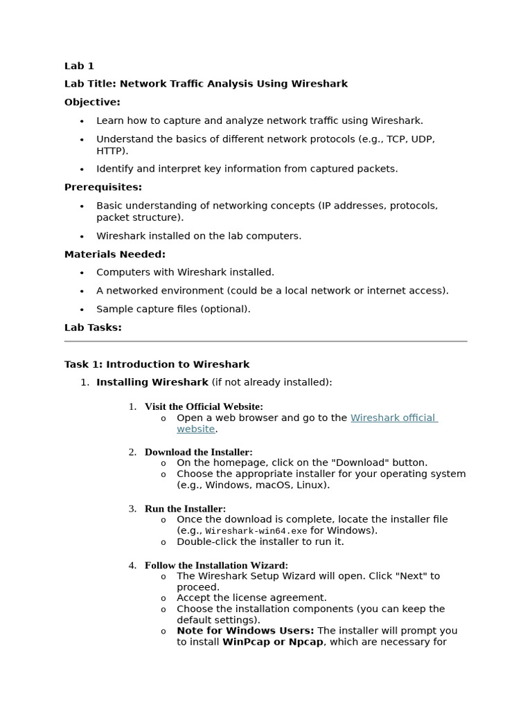 Lab 1 PacketCapture | PDF | Transmission Control Protocol | Computer Network