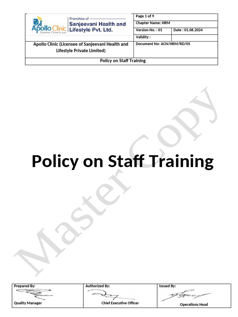 RD-05-Policy On Staff Training | PDF | Human Resource Management | Performance Appraisal