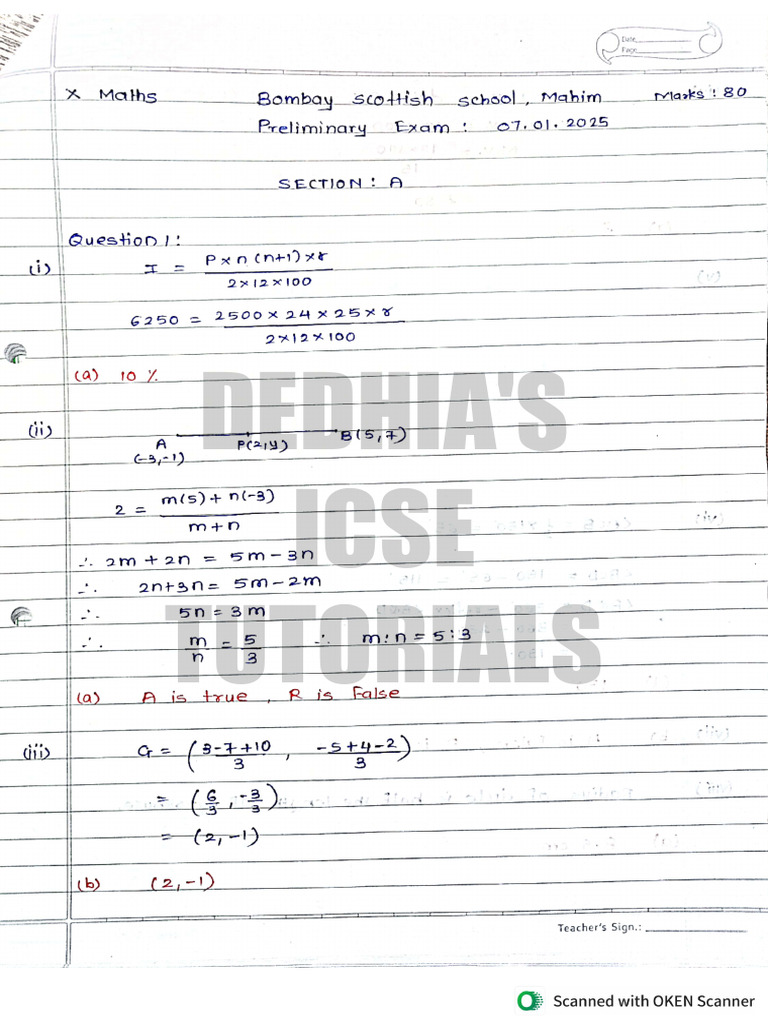 Bombay Scottish Prelim Paper | PDF