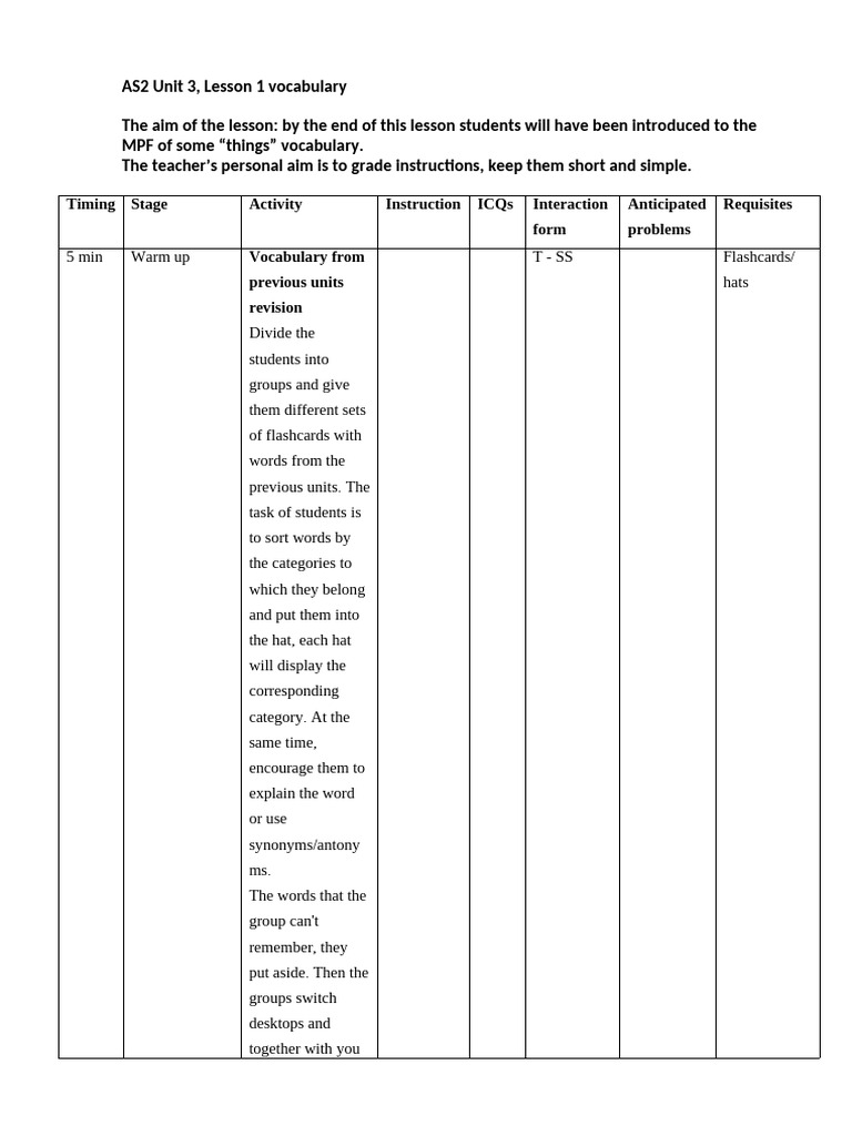 AS2_Unit_3 | PDF | Flashcard | Vocabulary