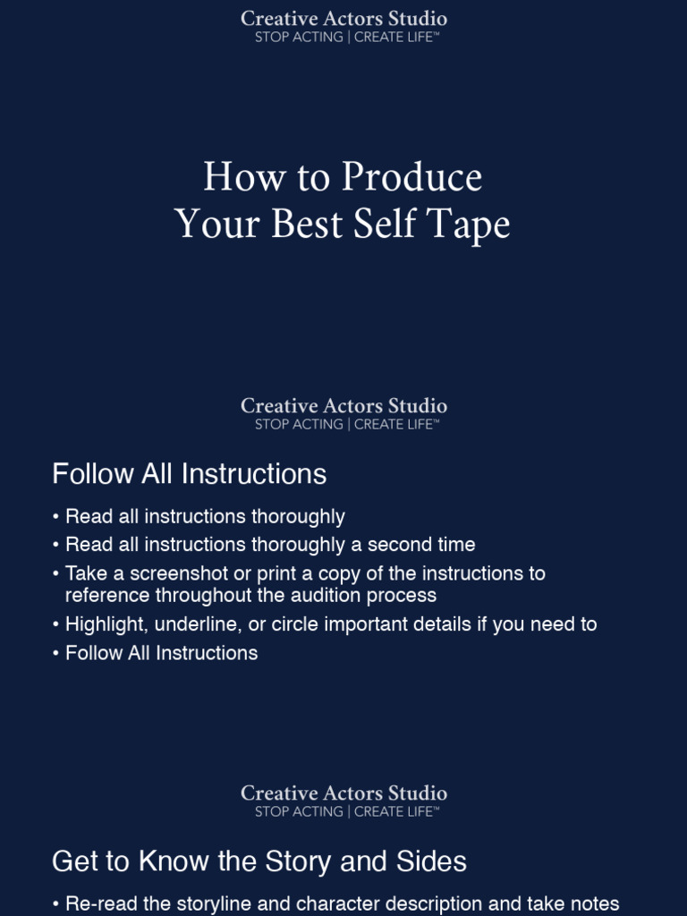 How To Produce Your Best Self Tape | PDF | Camera