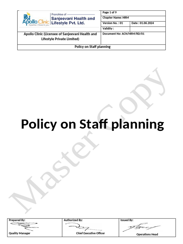 Apollo Clinic Staff Planning Policy | PDF | Human Resource Management ...