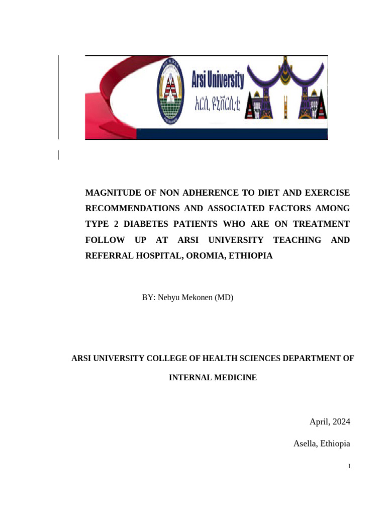 Dr Nebyu Proposal Nonadherence to Diet and Excersise in t2dm First ...
