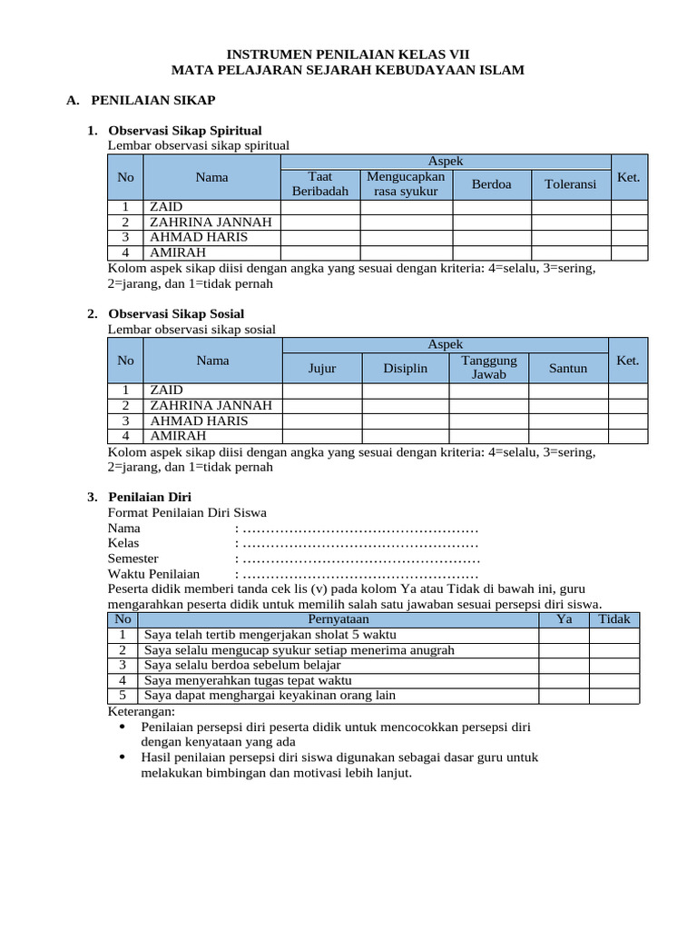 Instrumen Penilaian Ski | PDF