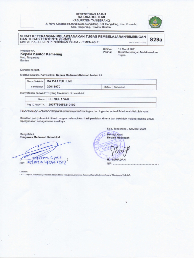 BERKAS VERVAL S29d BU HJ SUHADAH001 | PDF