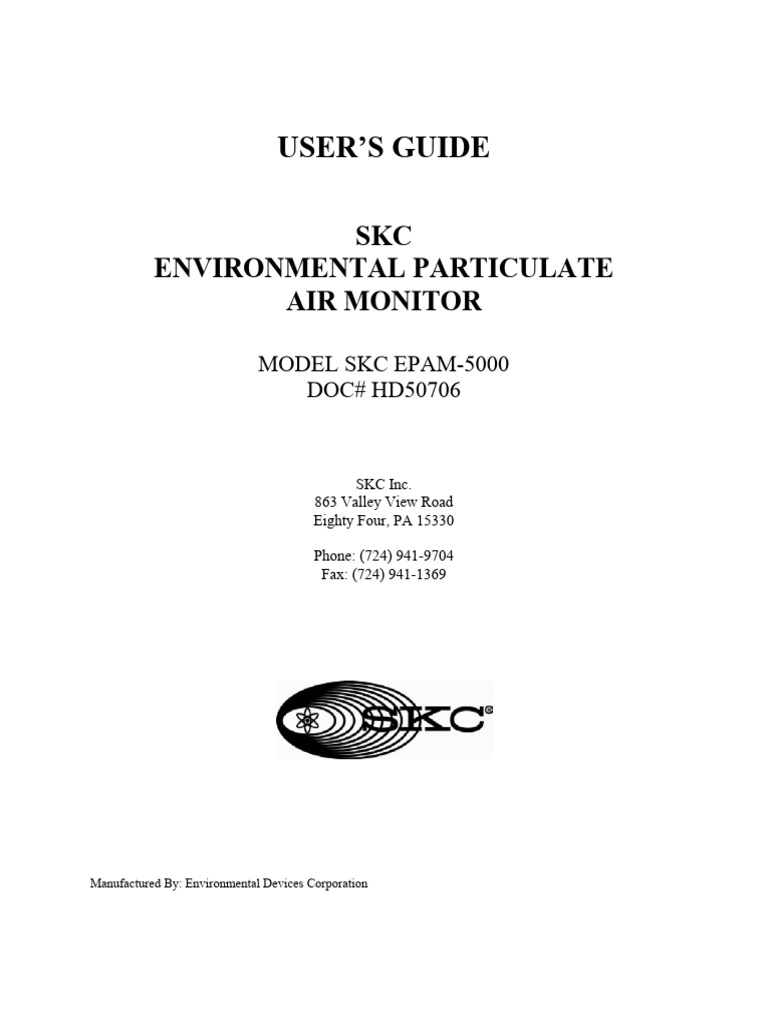 User'S Guide: SKC Environmental Particulate Air Monitor | PDF ...
