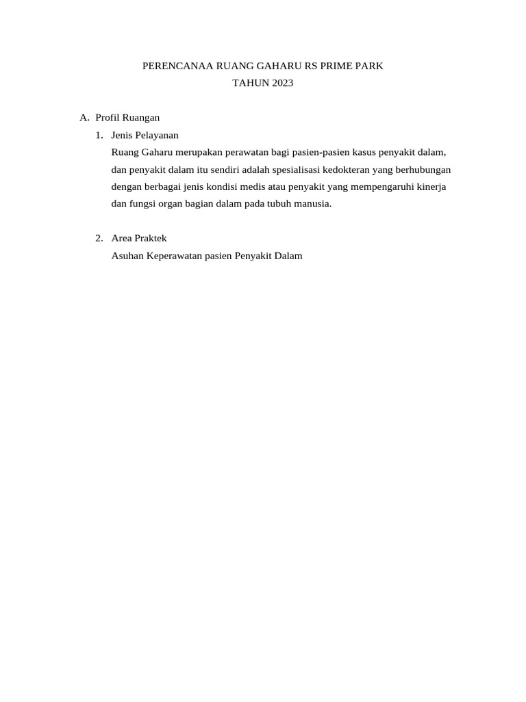 Perencanaa Ruang Gaharu Rs Prime Park | PDF