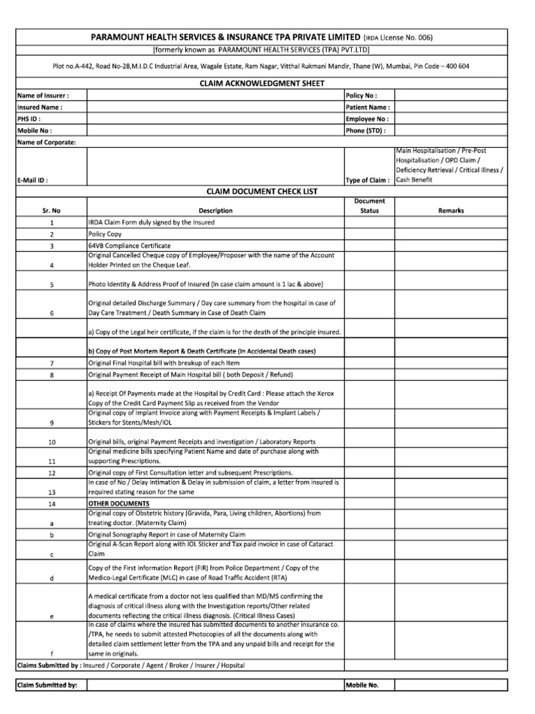 Phs Claim Form | PDF