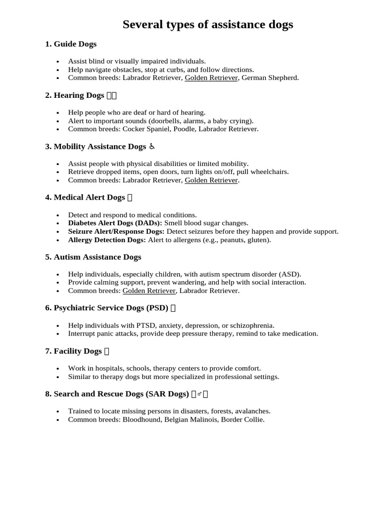 Several Types of Assistance Dogs | PDF