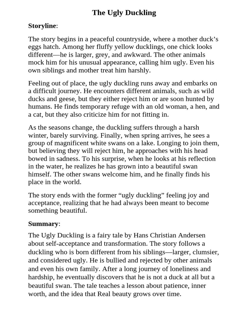 The Ugly Duckling | PDF | The Ugly Duckling | Duck