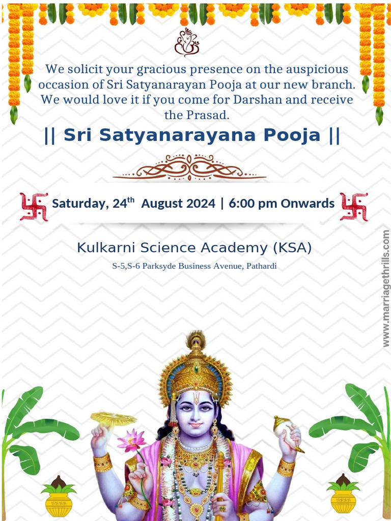 Satyanarayana Pooja | PDF