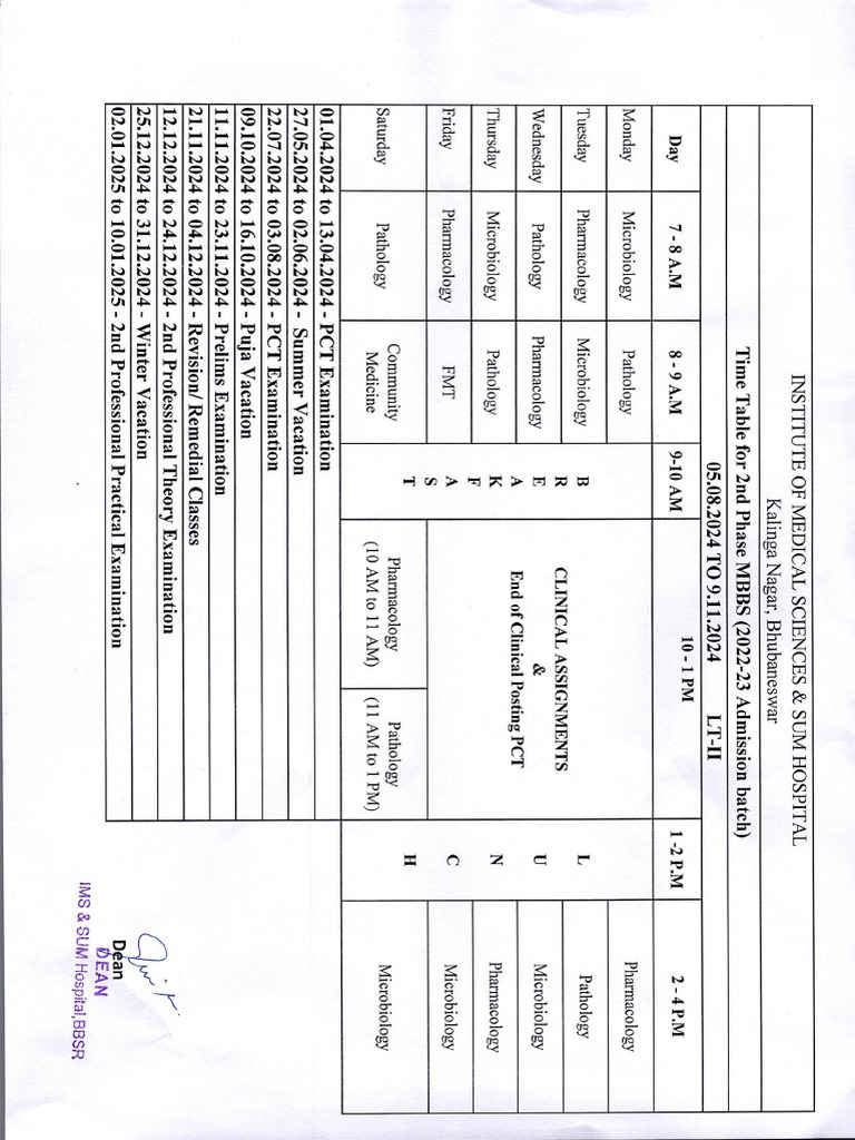 Time Table For 2nd Phase | PDF