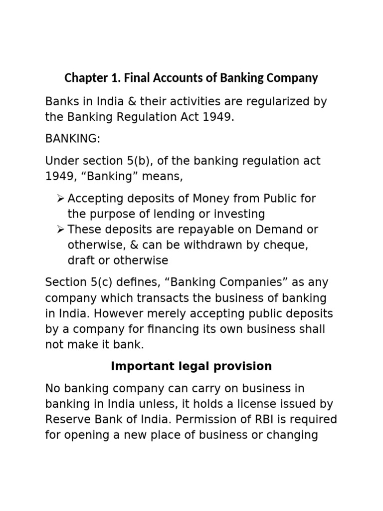 Banking Company Final Accounts Overview | PDF | Banks | Debits And Credits
