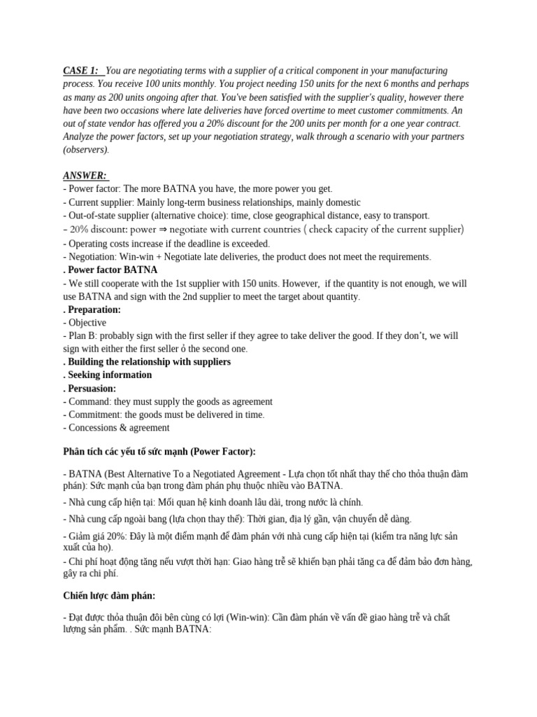 Thảo Vy- Negotiation- Case study | PDF