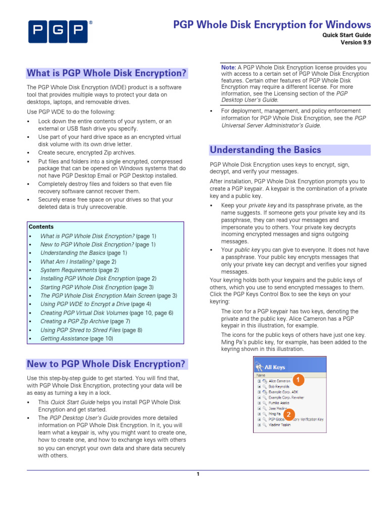 pgpWholeDiskWin 991 Quickstart en | PDF | Encryption | Computer File