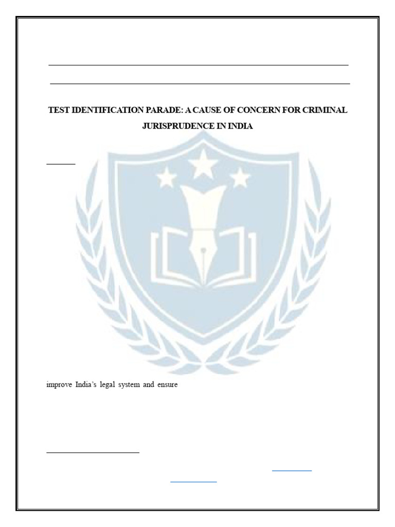 Test Identification Parade Concerns in India | PDF | Evidence (Law ...