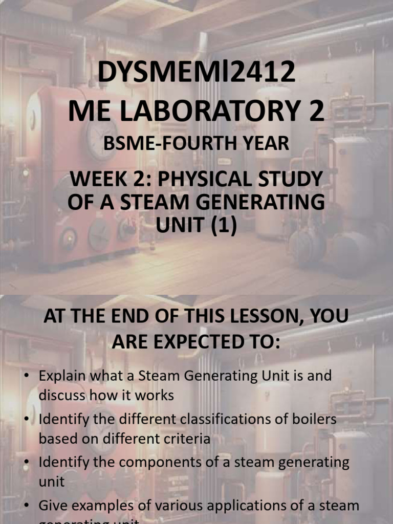 Me Laboratory 2 Lesson 1 Physical Study of A Steam Generating Unit 1 | PDF | Boiler | Steam
