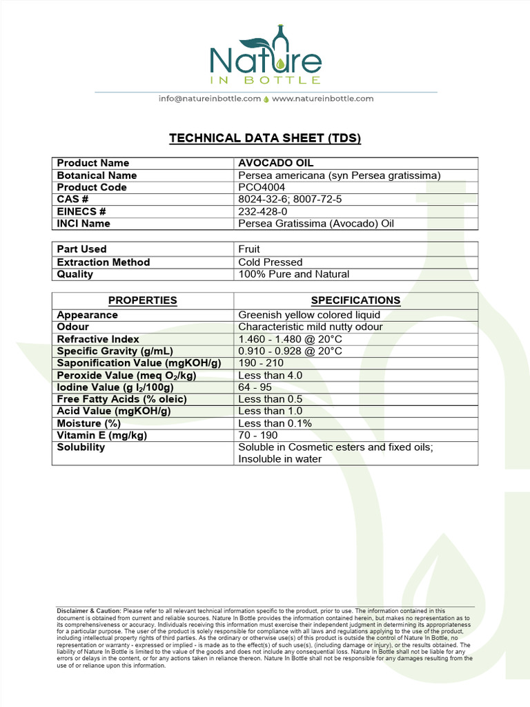 Technical Data Sheet (TDS) 4 | PDF | Chemical Substances | Organic Compounds