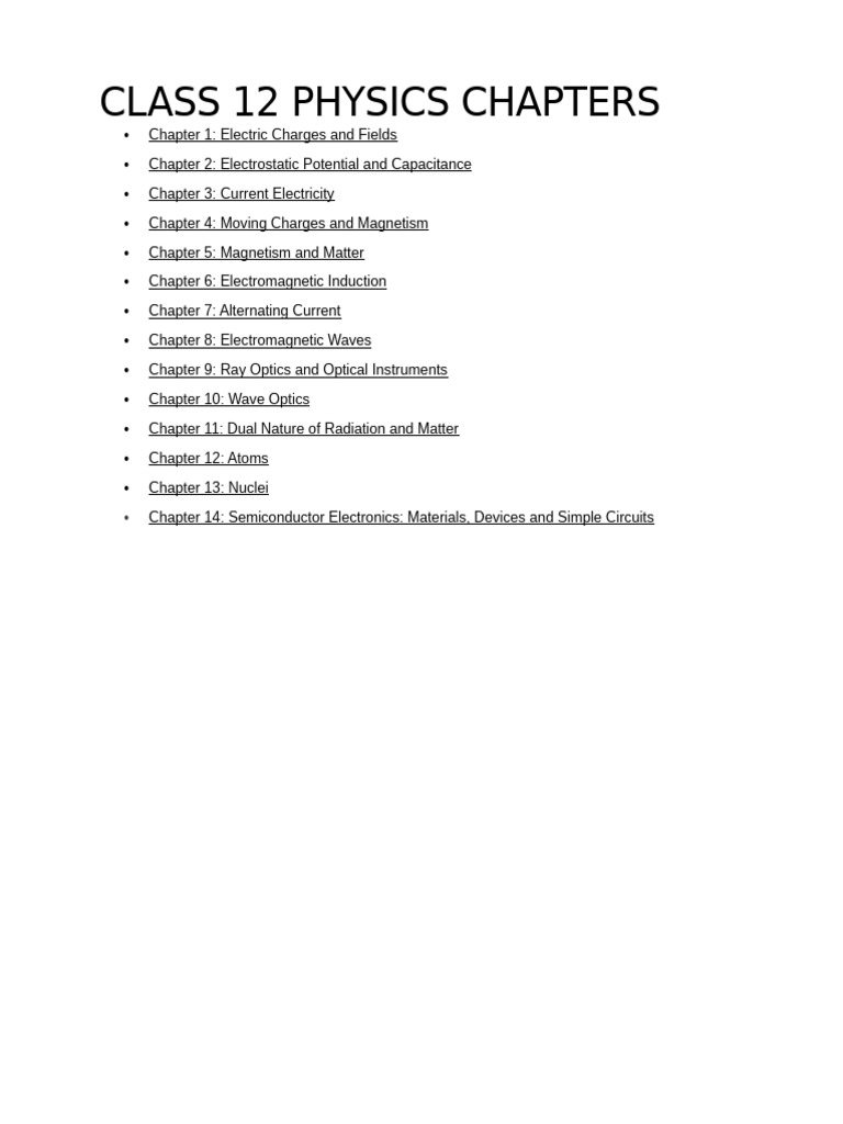 Class 12 Phy Chapters | PDF