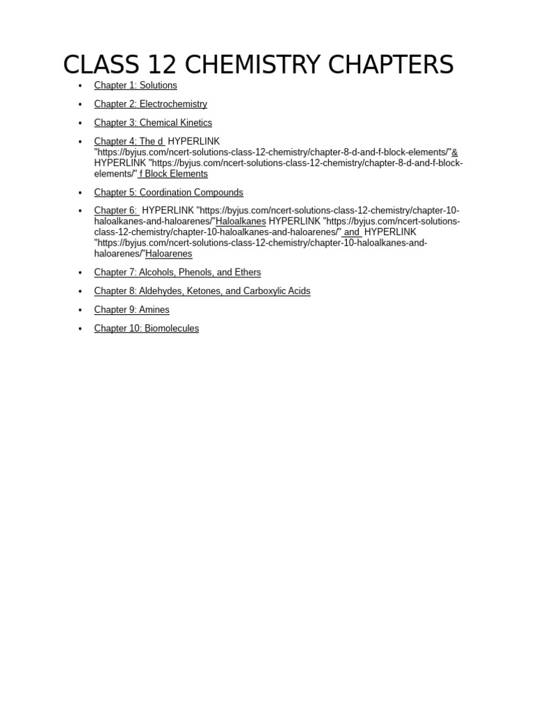 Class 12 Chem Chapters | PDF