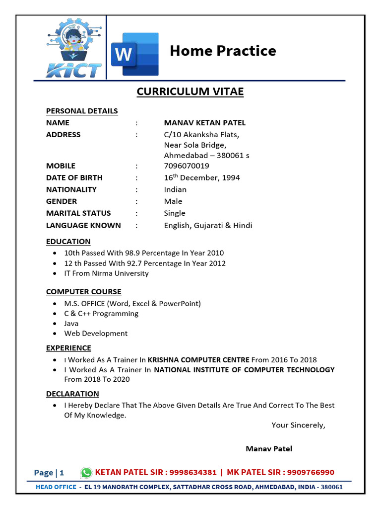 Kict - Word Practice Book 2022 - Krishna Institute of Computer Technology | PDF | Computer ...