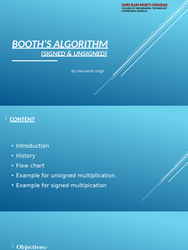Booth's Algorithm PPT For Seminar | PDF