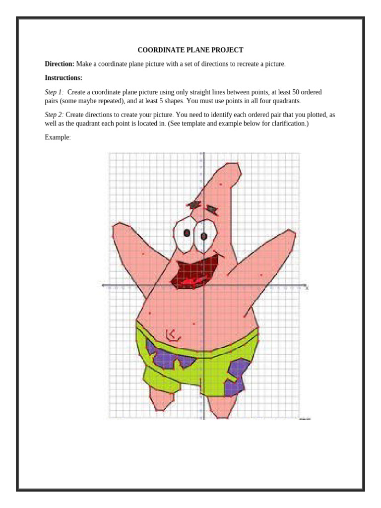 Coordinate Plane Art Project Guide | PDF | Cartesian Coordinate System ...