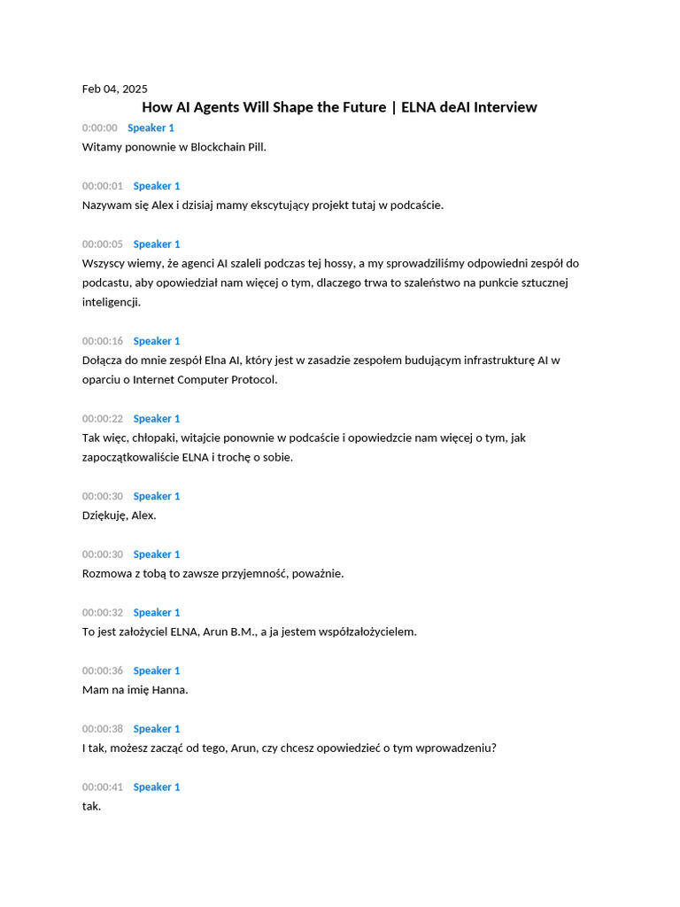 How AI Agents Will Shape The Future - ELNA deAI Interview (Polish) | PDF