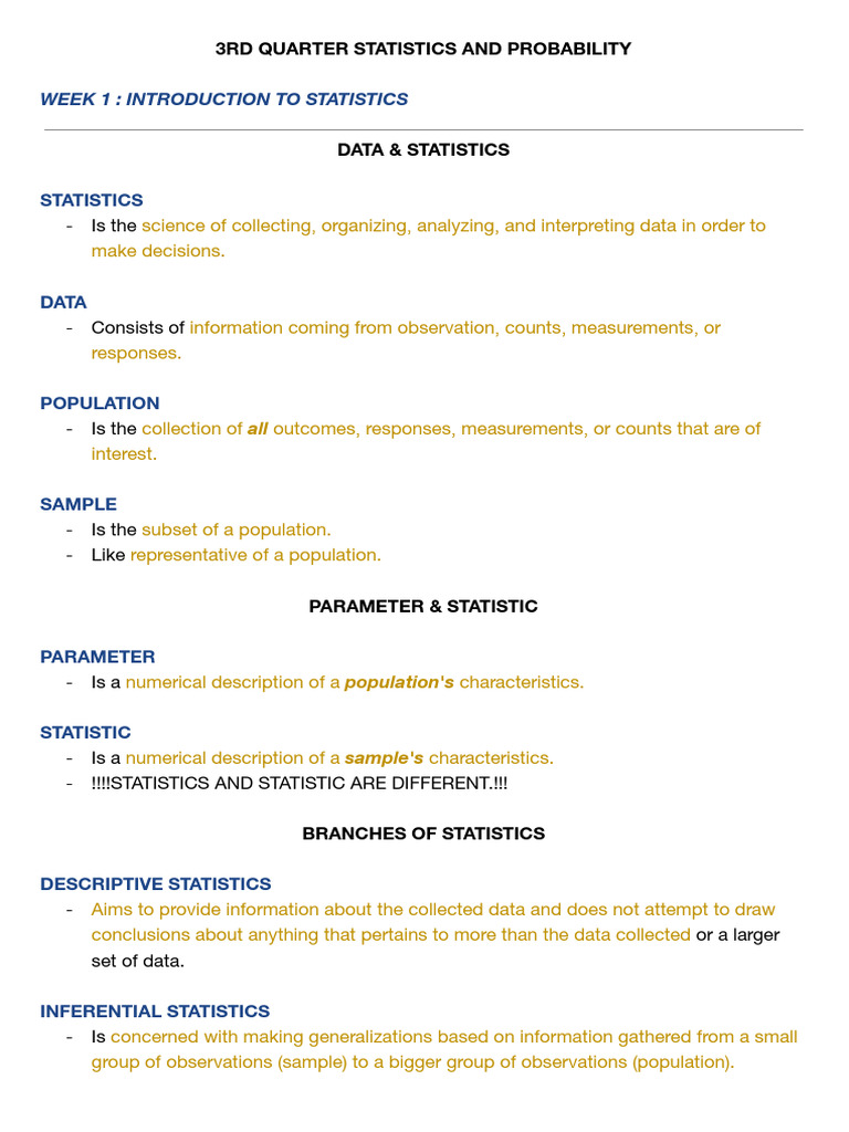 Intro to Stats: Key Concepts | PDF | Statistics | Level Of Measurement